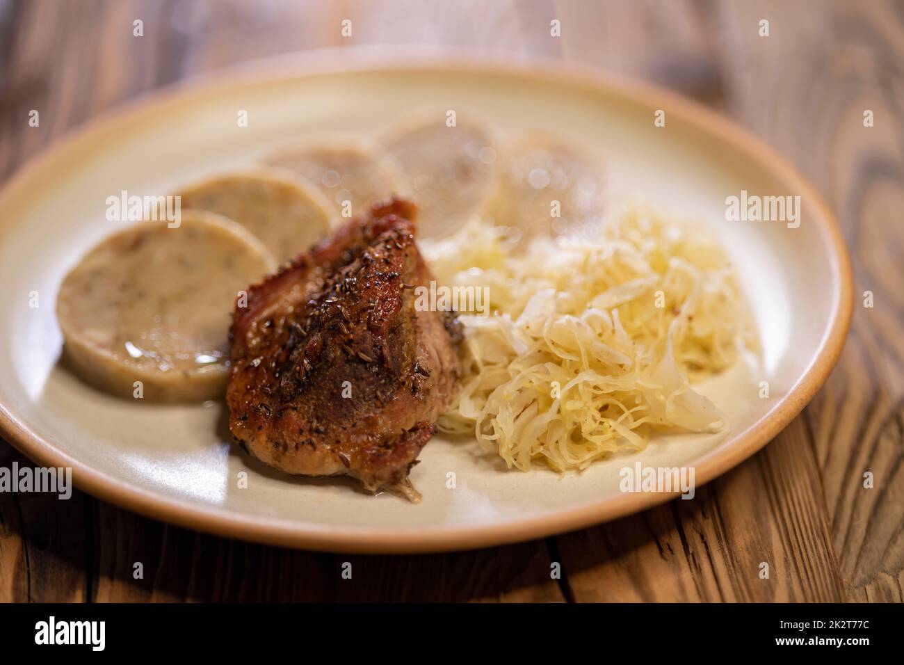 typical Czech cuisine pork with dumplings and cabbage Stock Photo - Alamy