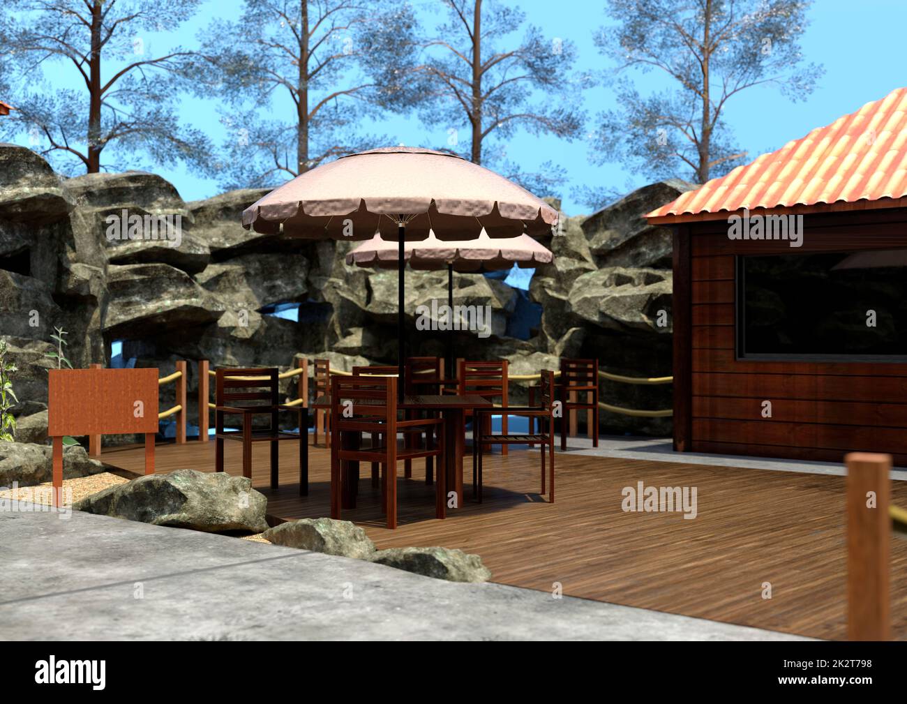 3D Rendering Resort Hotel Stock Photo - Alamy