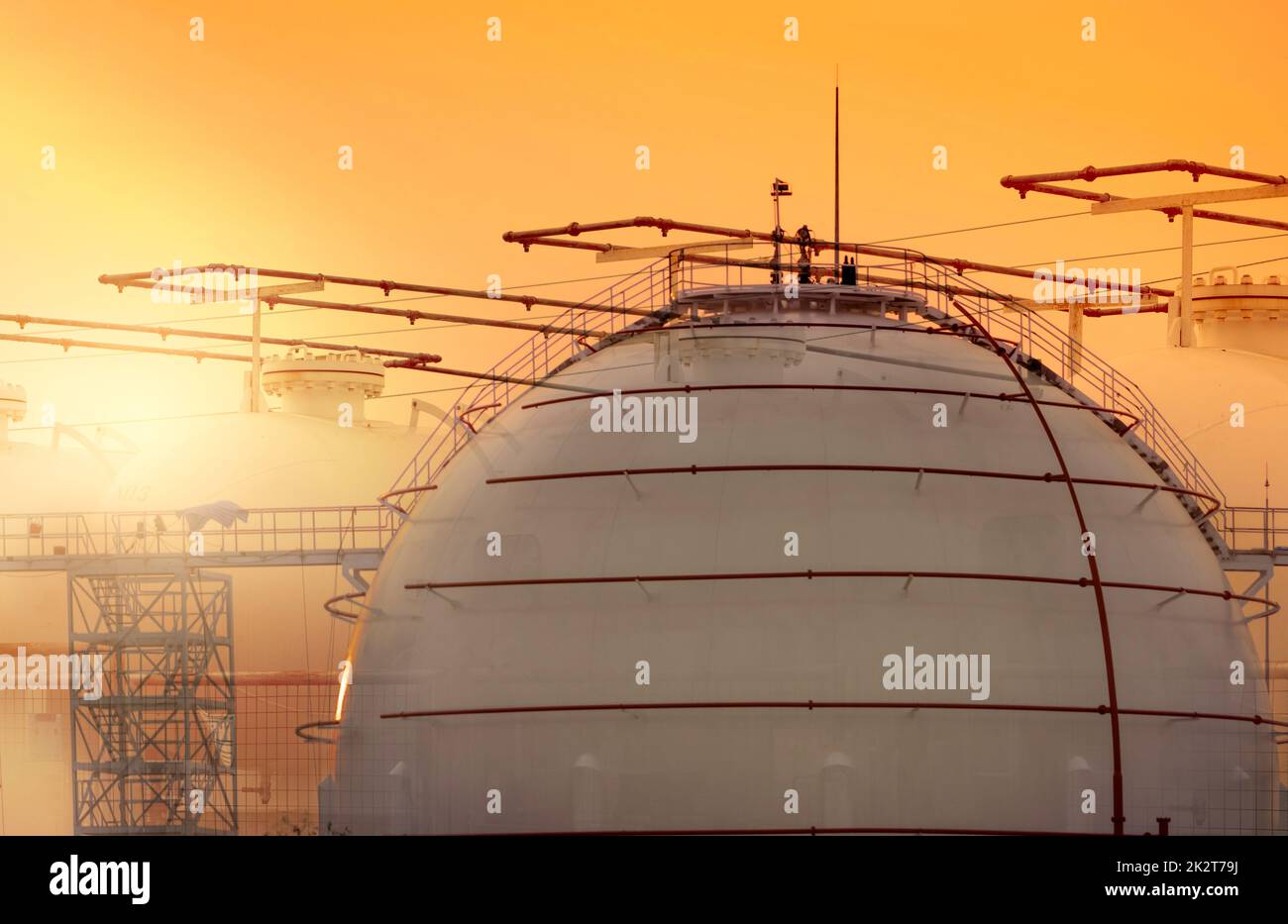Industrial gas storage tank. LNG or liquefied natural gas storage tank ...