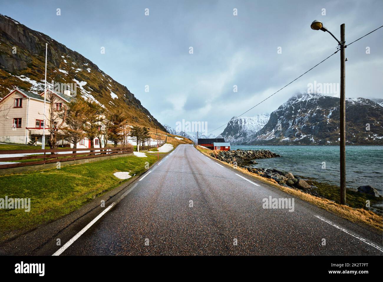 Road in Norway along the fjord Stock Photo - Alamy