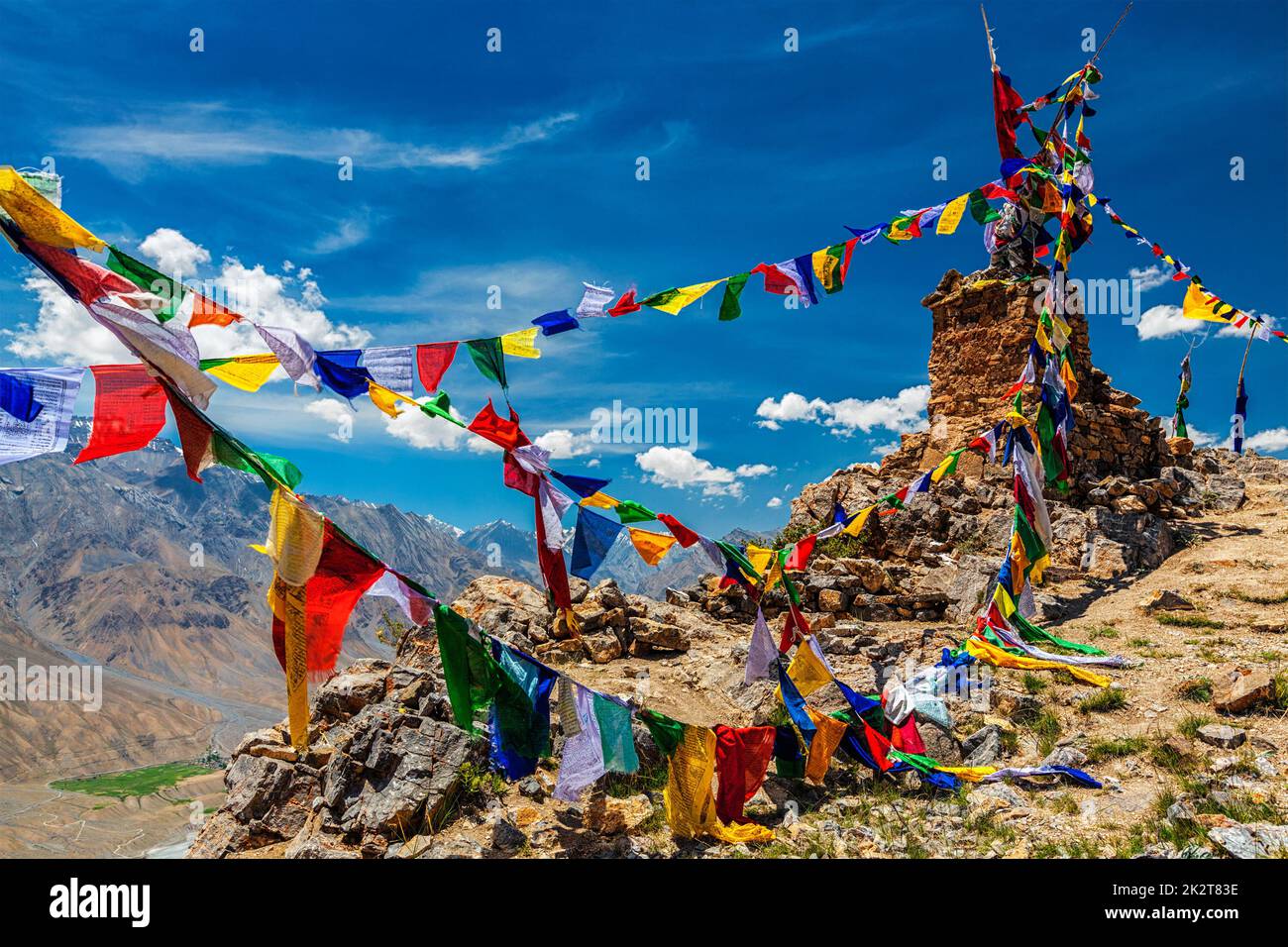 Buddhist prayer flags in Himalayas Stock Photo - Alamy