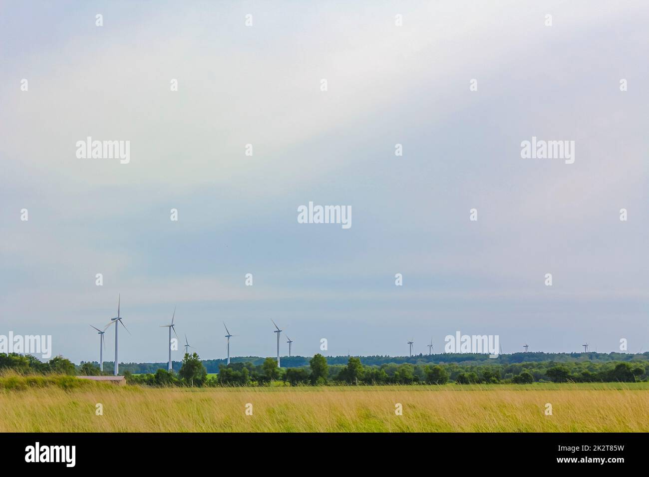 North German agricultural field wind turbines nature landscape panorama ...