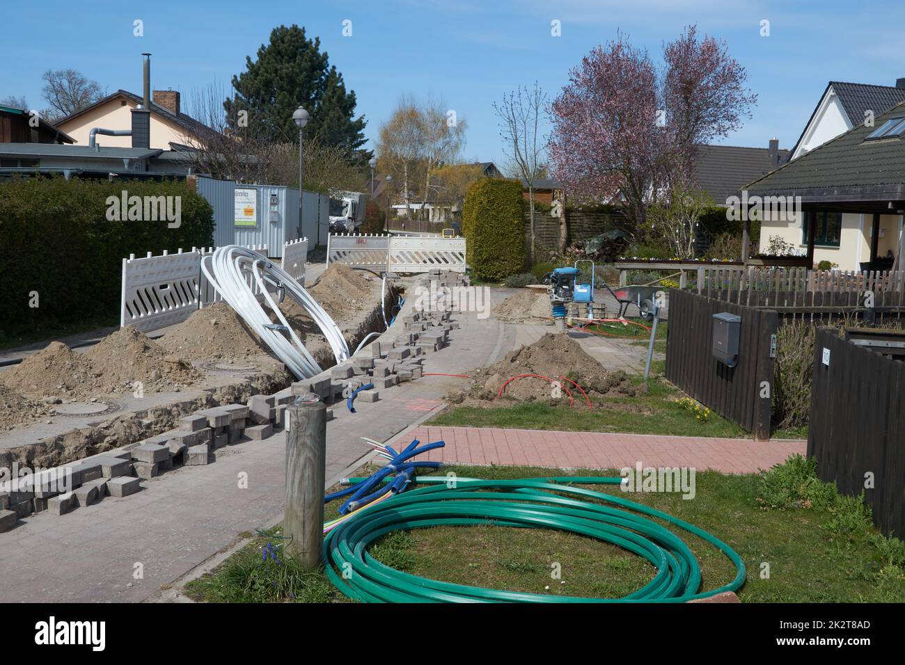 fiber laying for high speed internet construction site Stock Photo - Alamy
