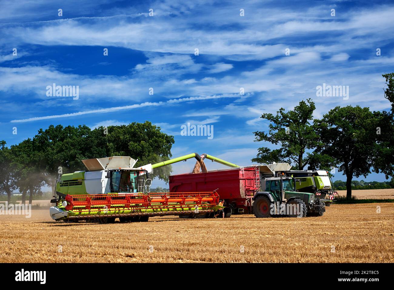 Combine harvester work on golden hi-res stock photography and images ...