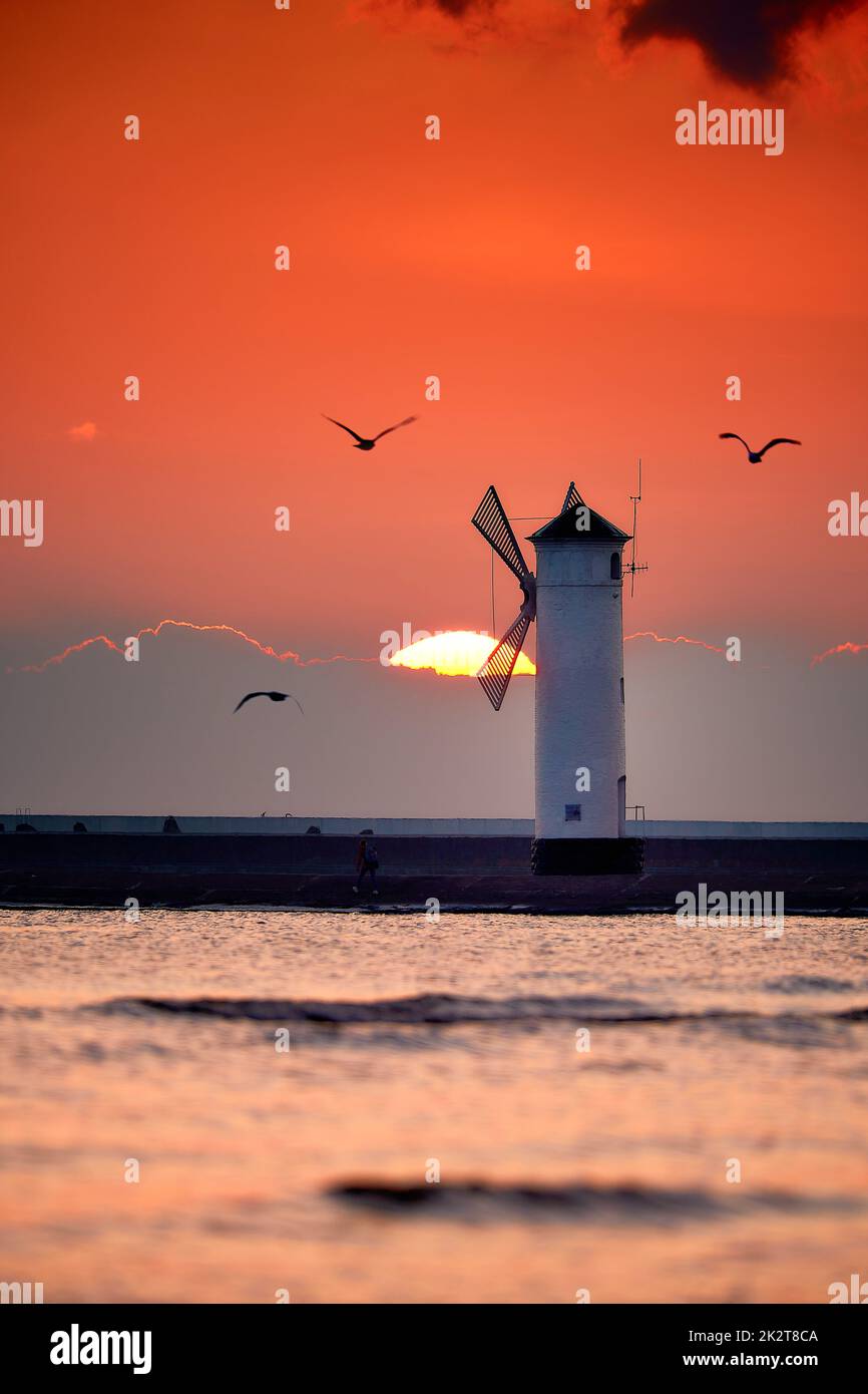 stawa Mlyny in thw morning at polish coast near Swinoujscie Stock Photo ...