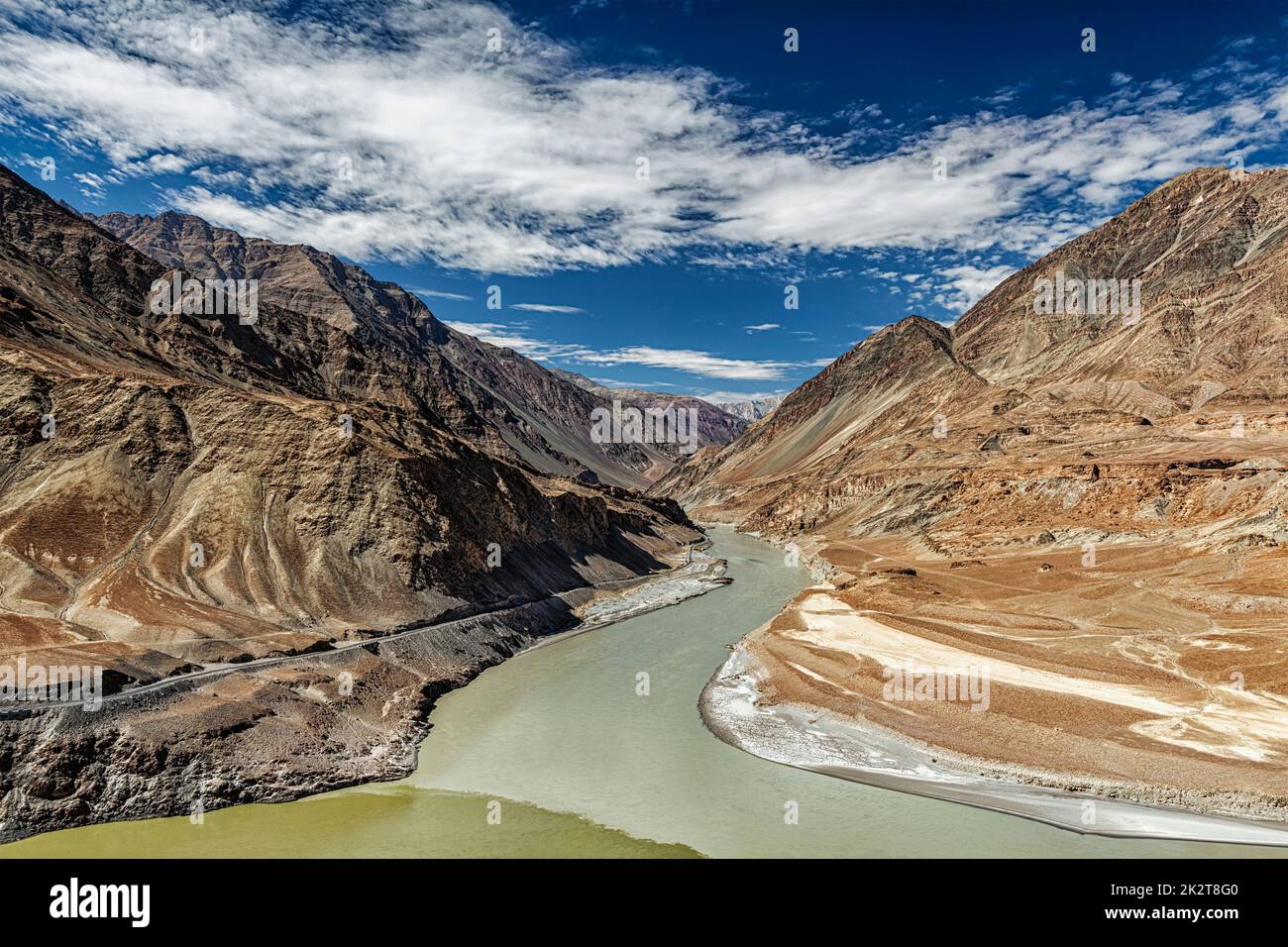 Confluence of Indus and Zanskar Rivers, Ladakh Stock Photo - Alamy