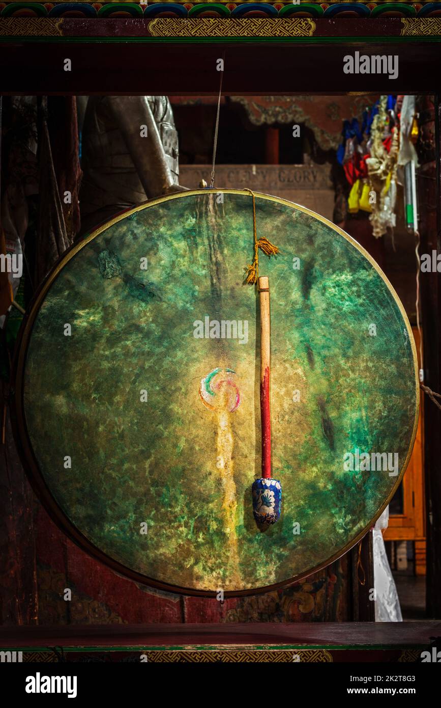 Ritual drum in Hemis monastery. Ladakh, India Stock Photo - Alamy