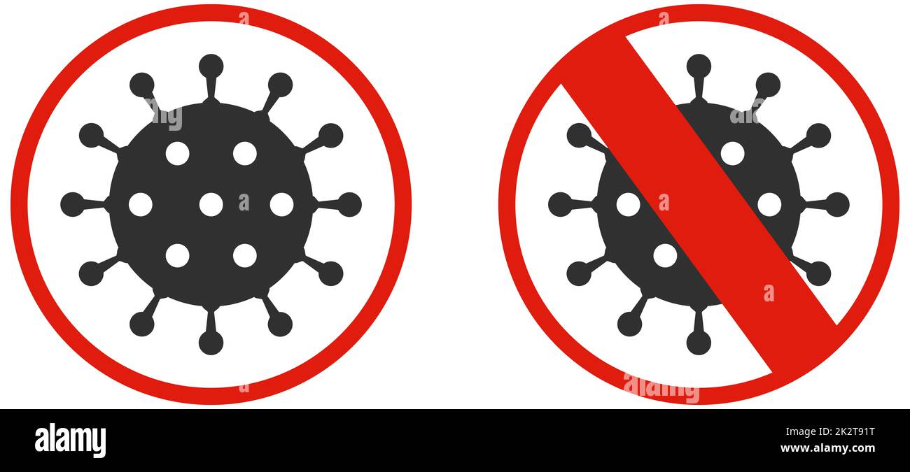 Coronavirus Symbols in two red circle Stock Photo - Alamy