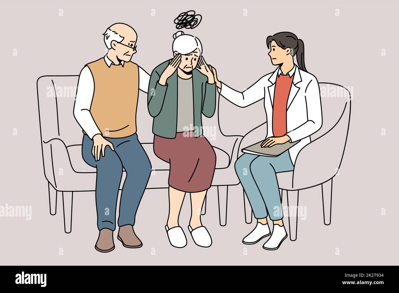 Doctor helping senior woman with memory loss Stock Photo - Alamy