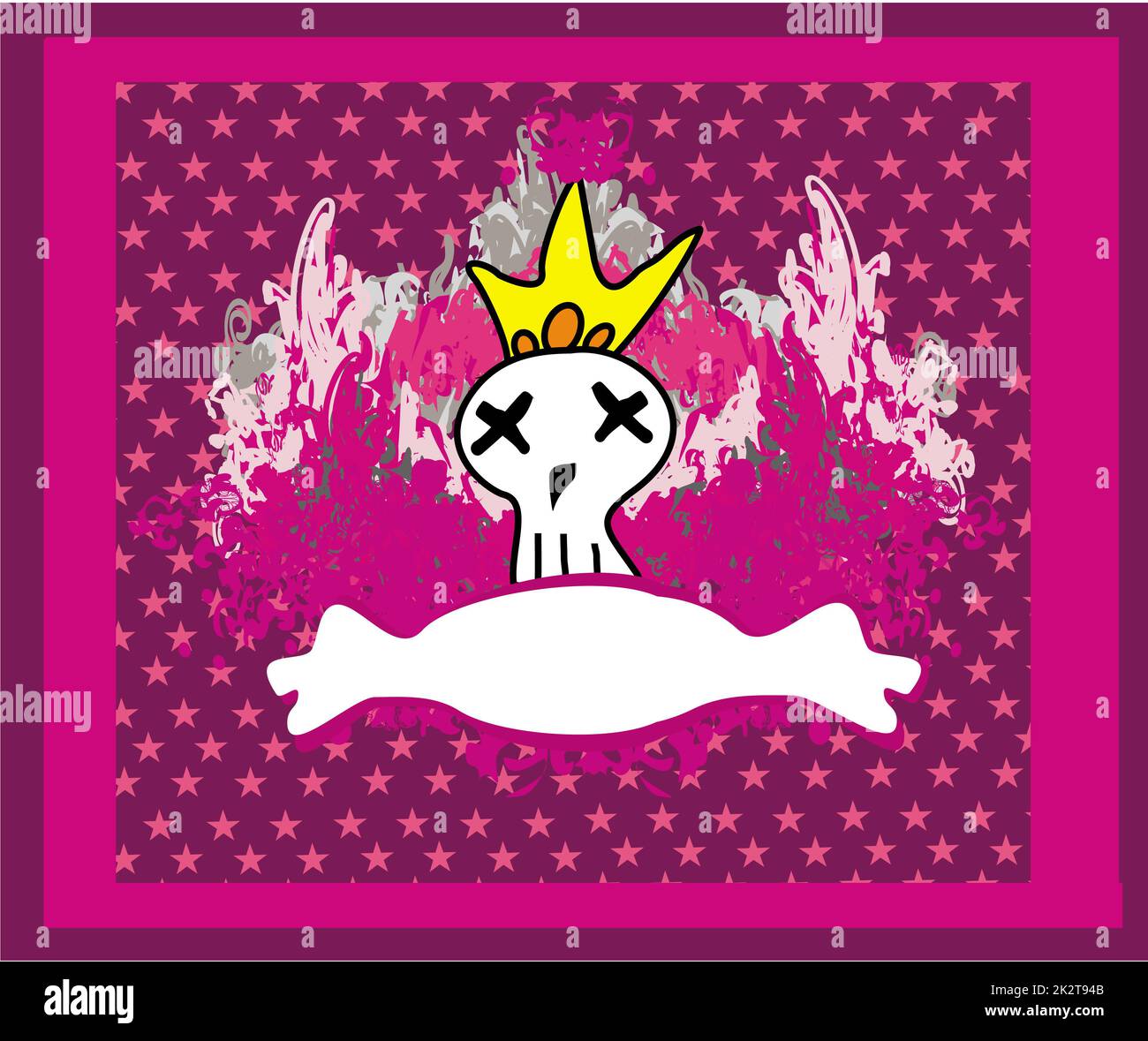 Hand drawn Emo skull vector on grunge background Stock Photo - Alamy