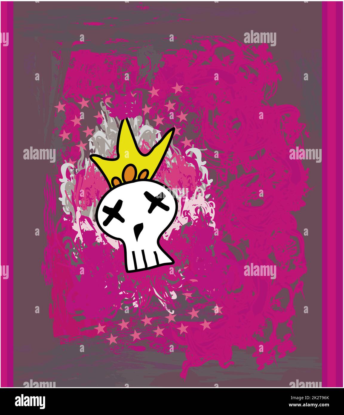 Hand drawn Emo skull vector on grunge background Stock Photo - Alamy