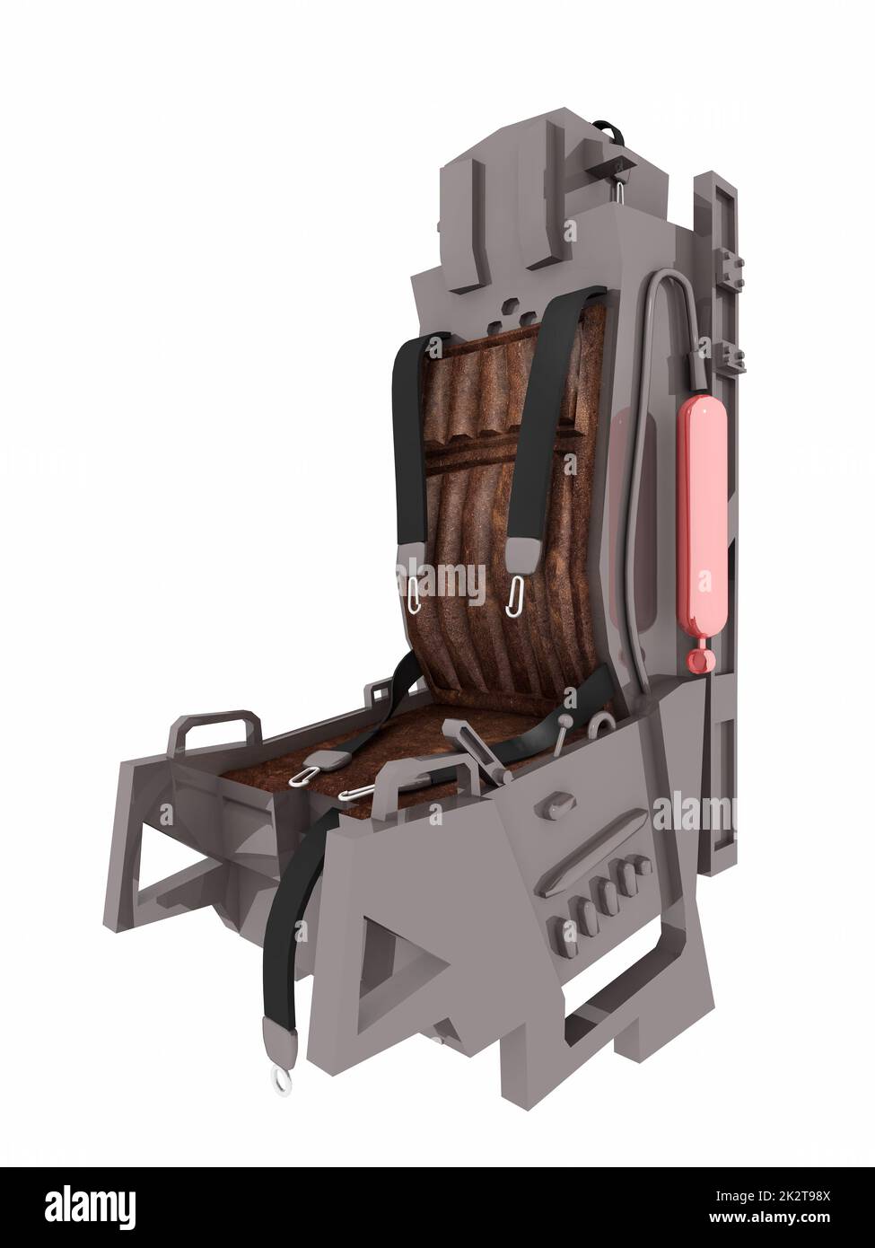 Pilot seat of a modern fighter aircraft isolated on white background ...