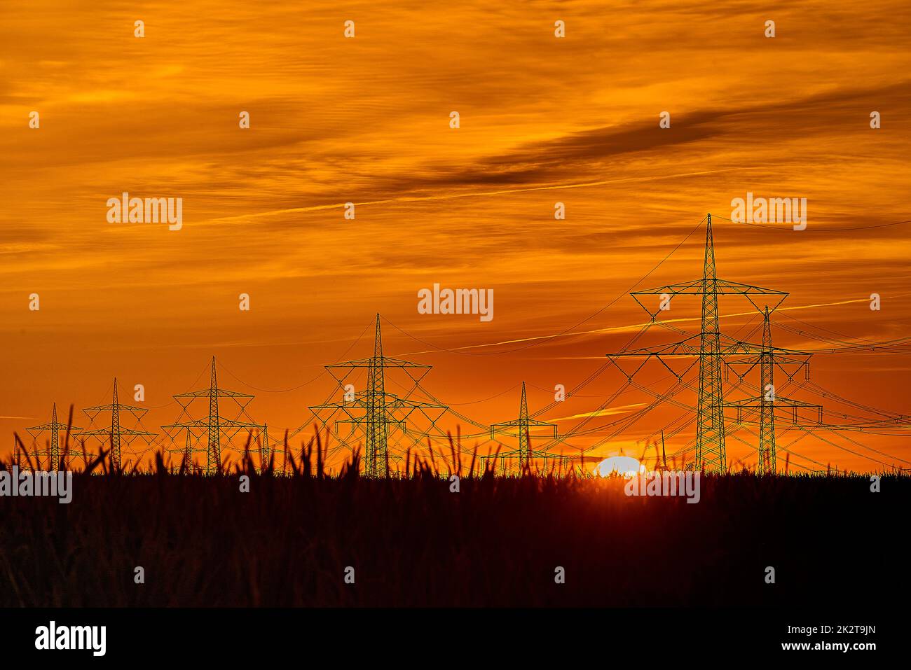 electricity transportation with hgh voltage wire on pylon Stock Photo ...