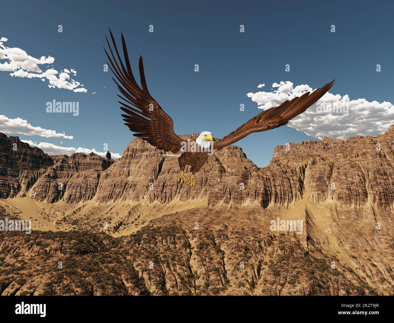 Sea eagle over a mountain landscape Stock Photo - Alamy