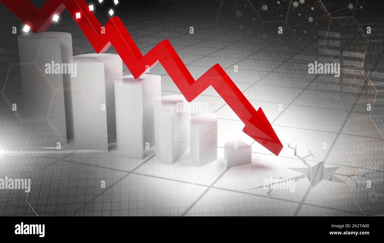 Econimical crisis concept. Spread in the world, economy is down. 3d ...