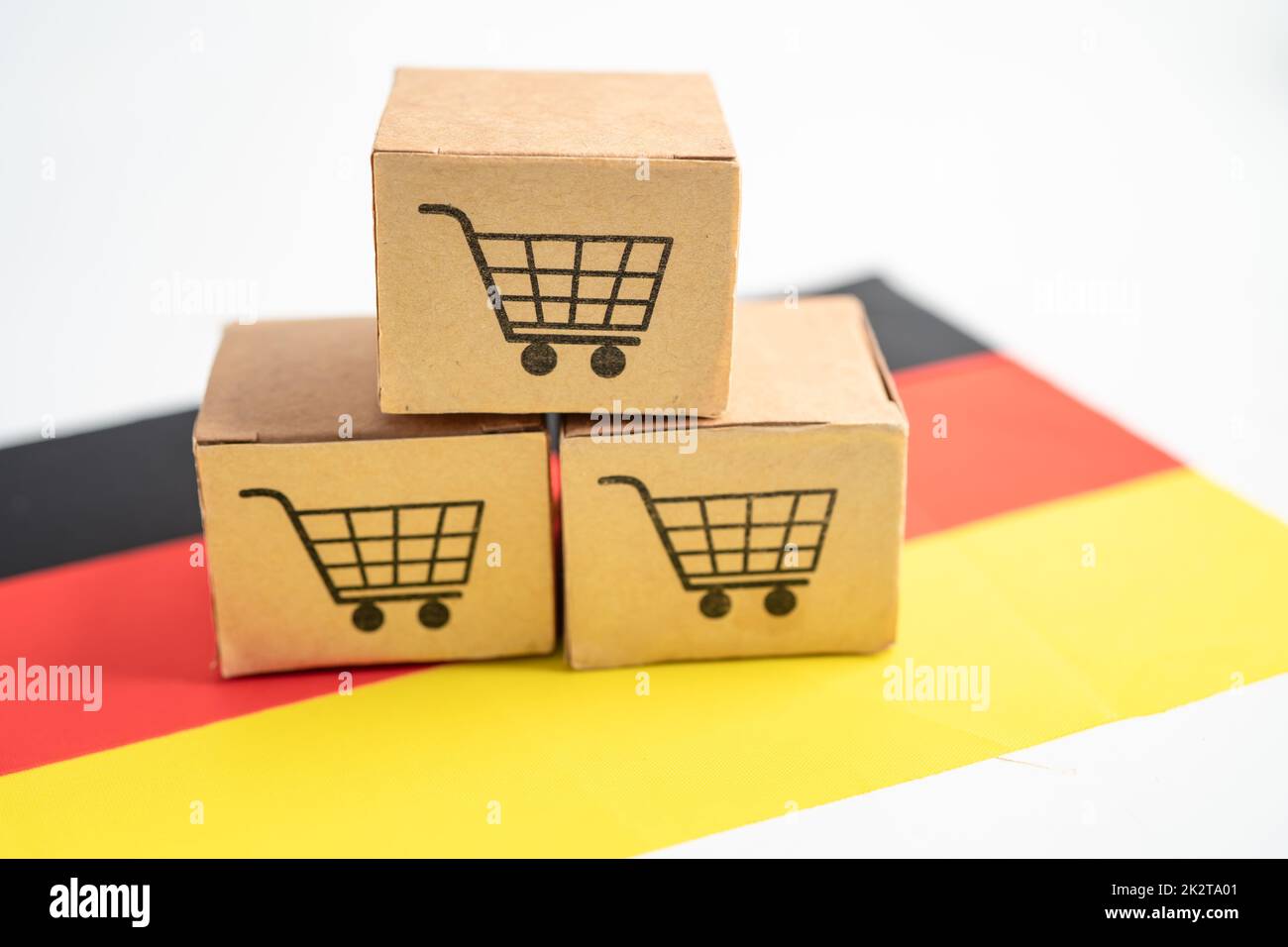 Box with shopping cart logo and Germany flag, Import Export Shopping ...