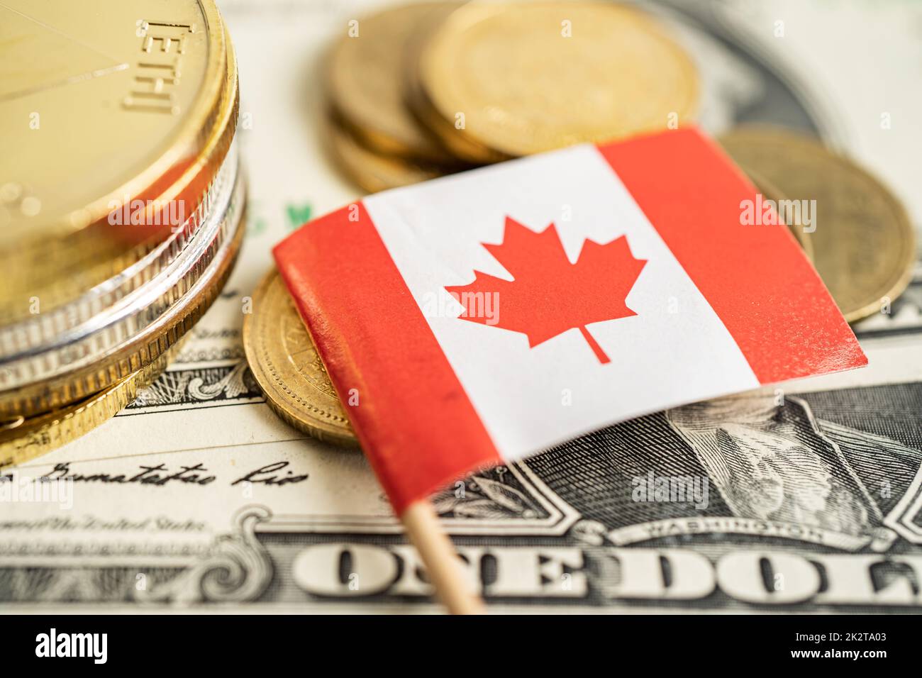 Stack of coins money with Canada flag, finance banking concept Stock ...
