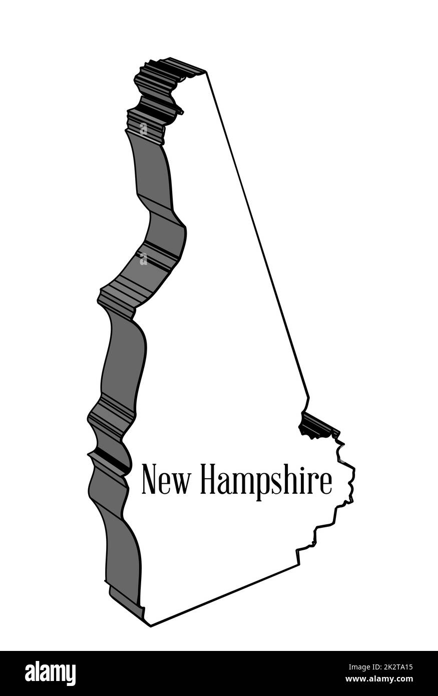 New Hampshire 3D State Map Stock Photo - Alamy