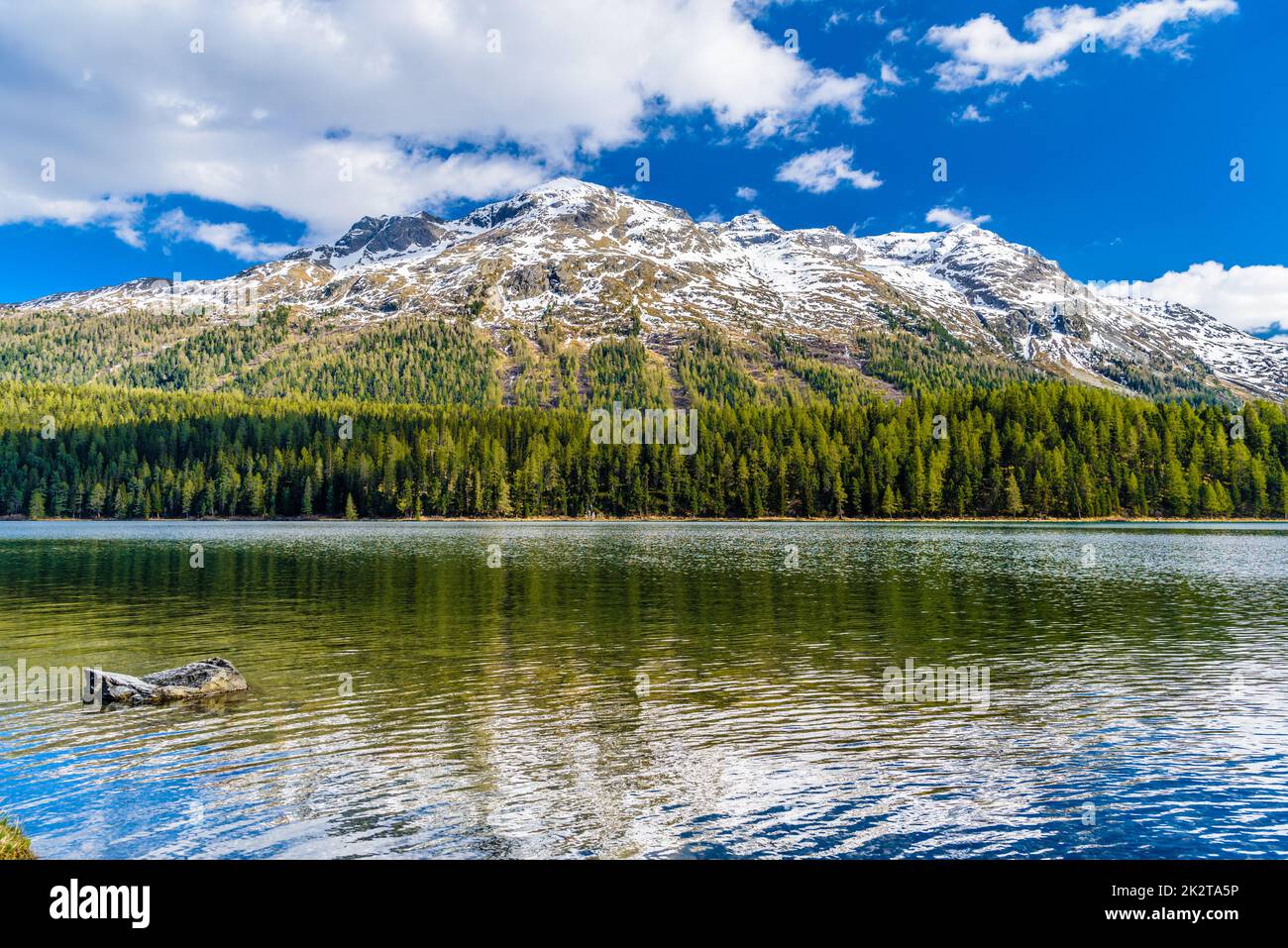 Crystal blue Lake St. Moritz, Sankt Moritz, Maloja, Grisons, Swi Stock ...