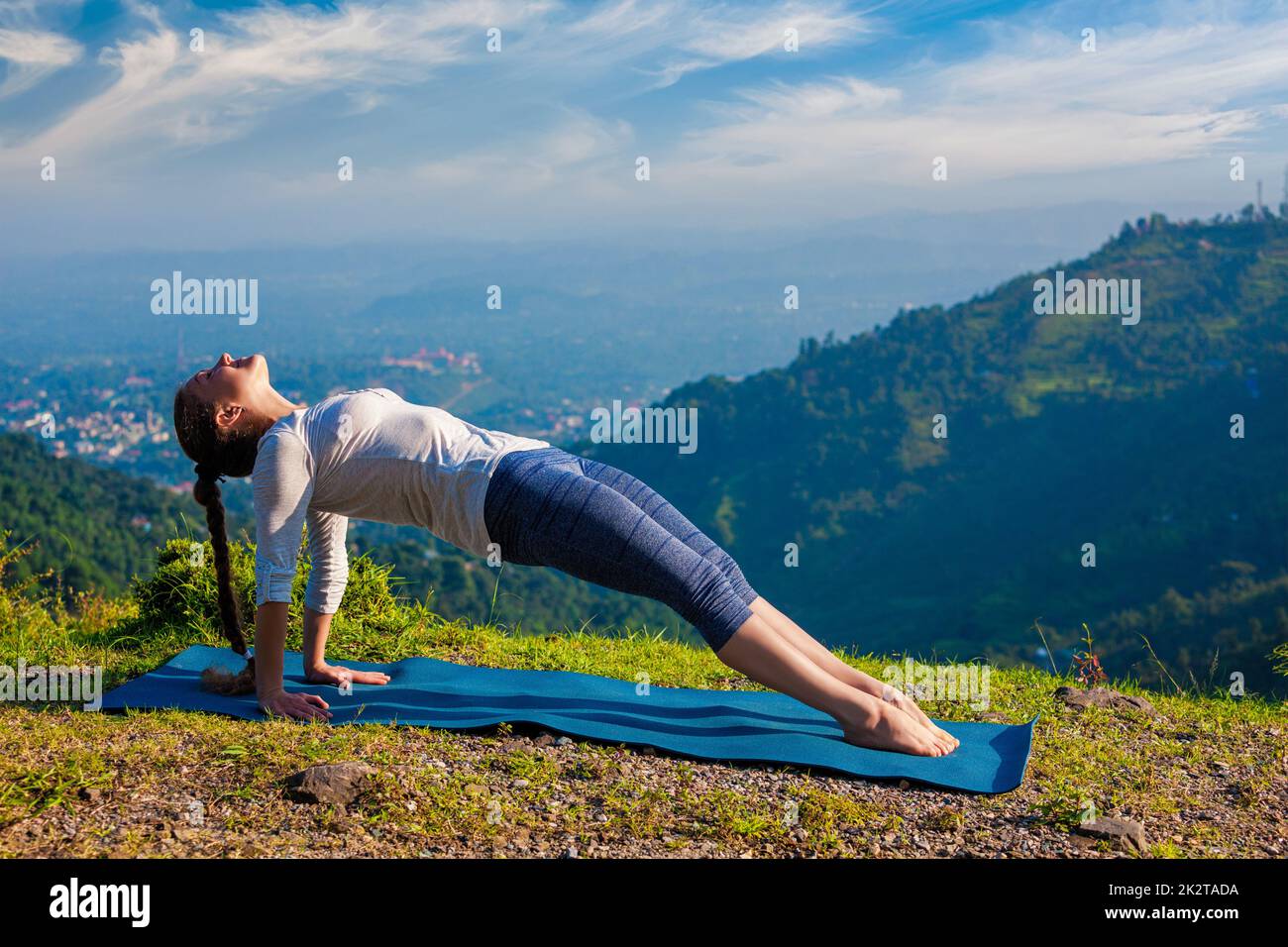 Woman doing Hatha yoga asana Purvottanasana Stock Photo - Alamy