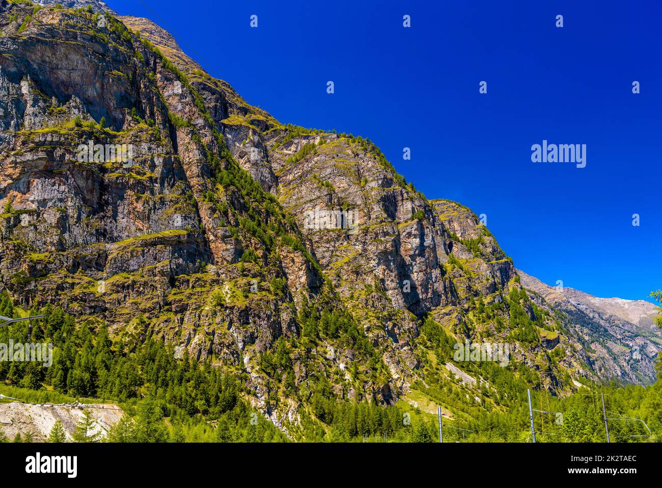 Alps mountains with pine forest, Randa, Visp, Wallis, Valais, Sw Stock ...