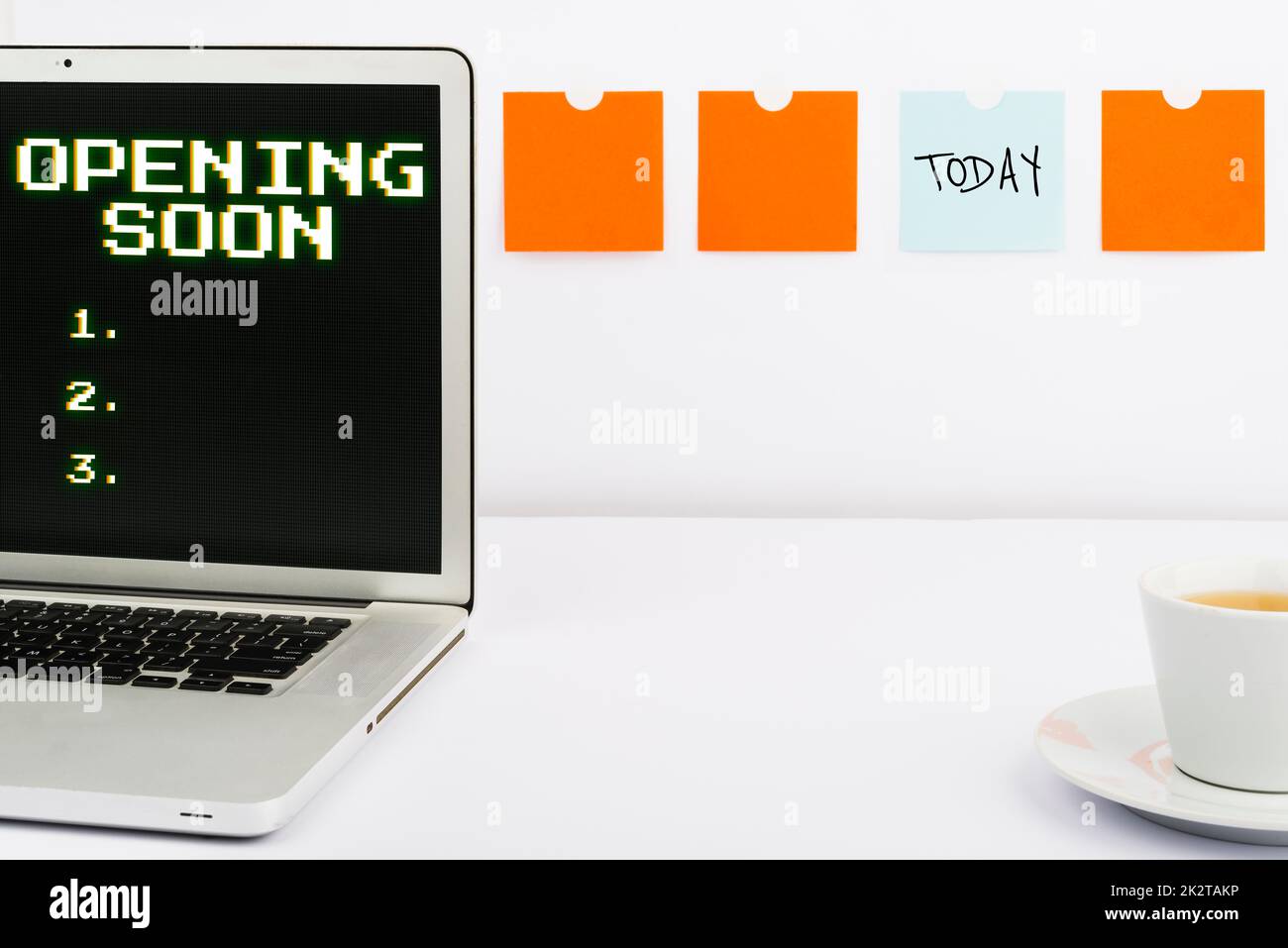 Text sign showing Opening Soon. Concept meaning Going to be available ...