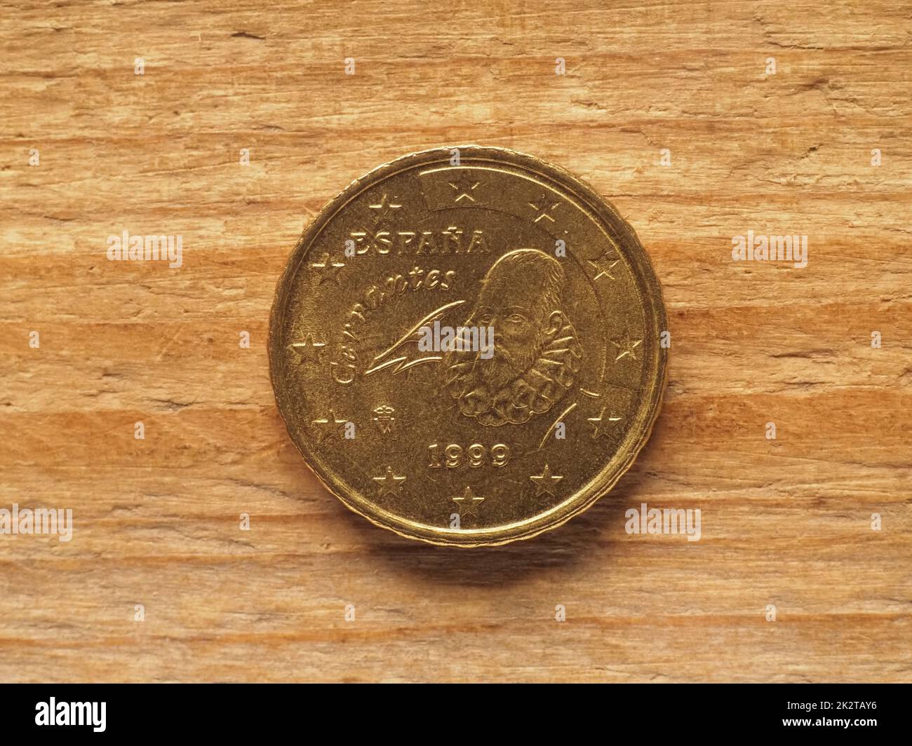 10 cents coin showing Cervantes, currency of Spain, EU Stock Photo - Alamy