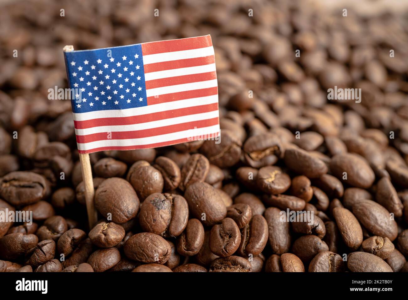 America USA flag on coffee bean, import export trade online commerce ...