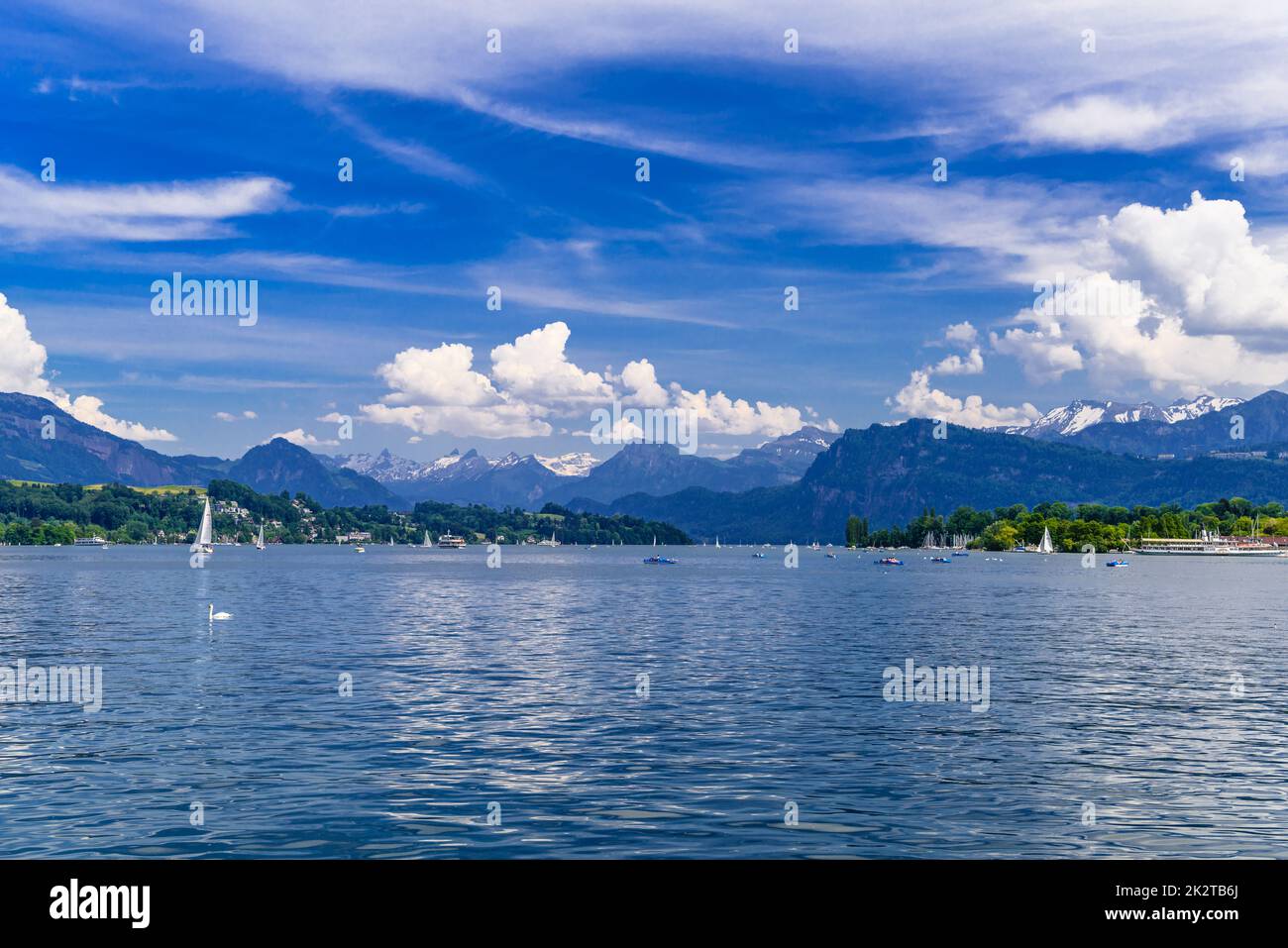 Clear transparent azure lake Lucerne, Luzern, Switzerland Stock Photo ...