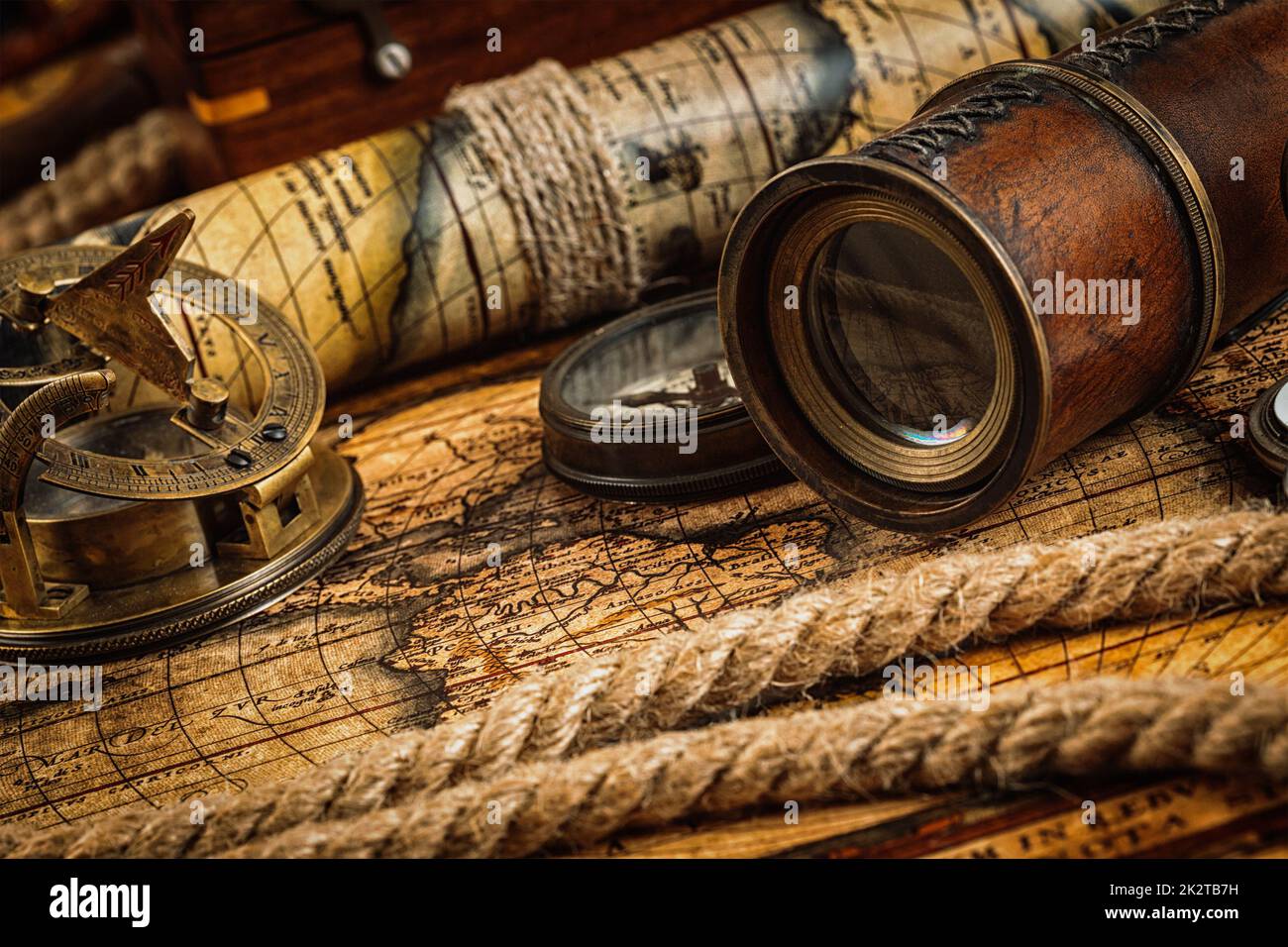 Old vintage compass on ancient map Stock Photo - Alamy