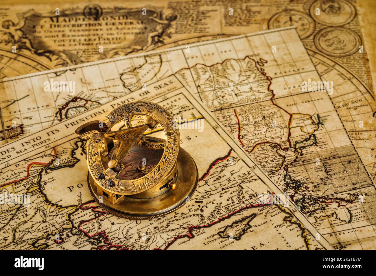 Old vintage compass on ancient map Stock Photo - Alamy