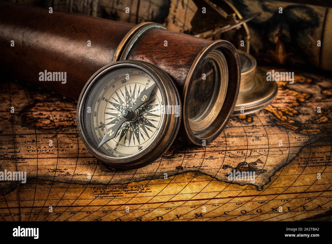 Old vintage compass on ancient map Stock Photo - Alamy