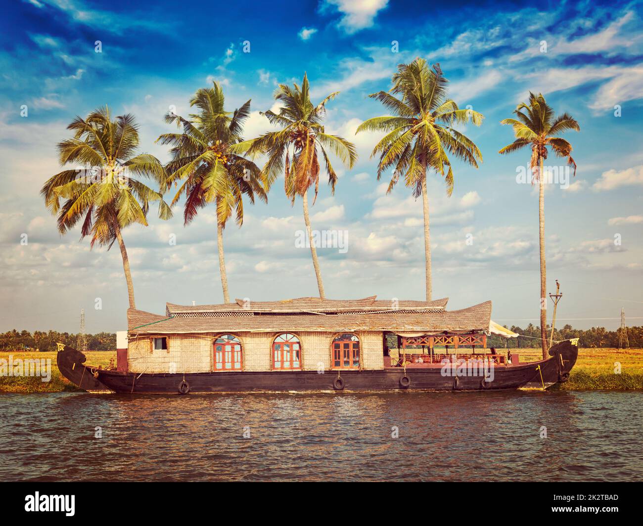 Houseboat on Kerala backwaters, India Stock Photo - Alamy
