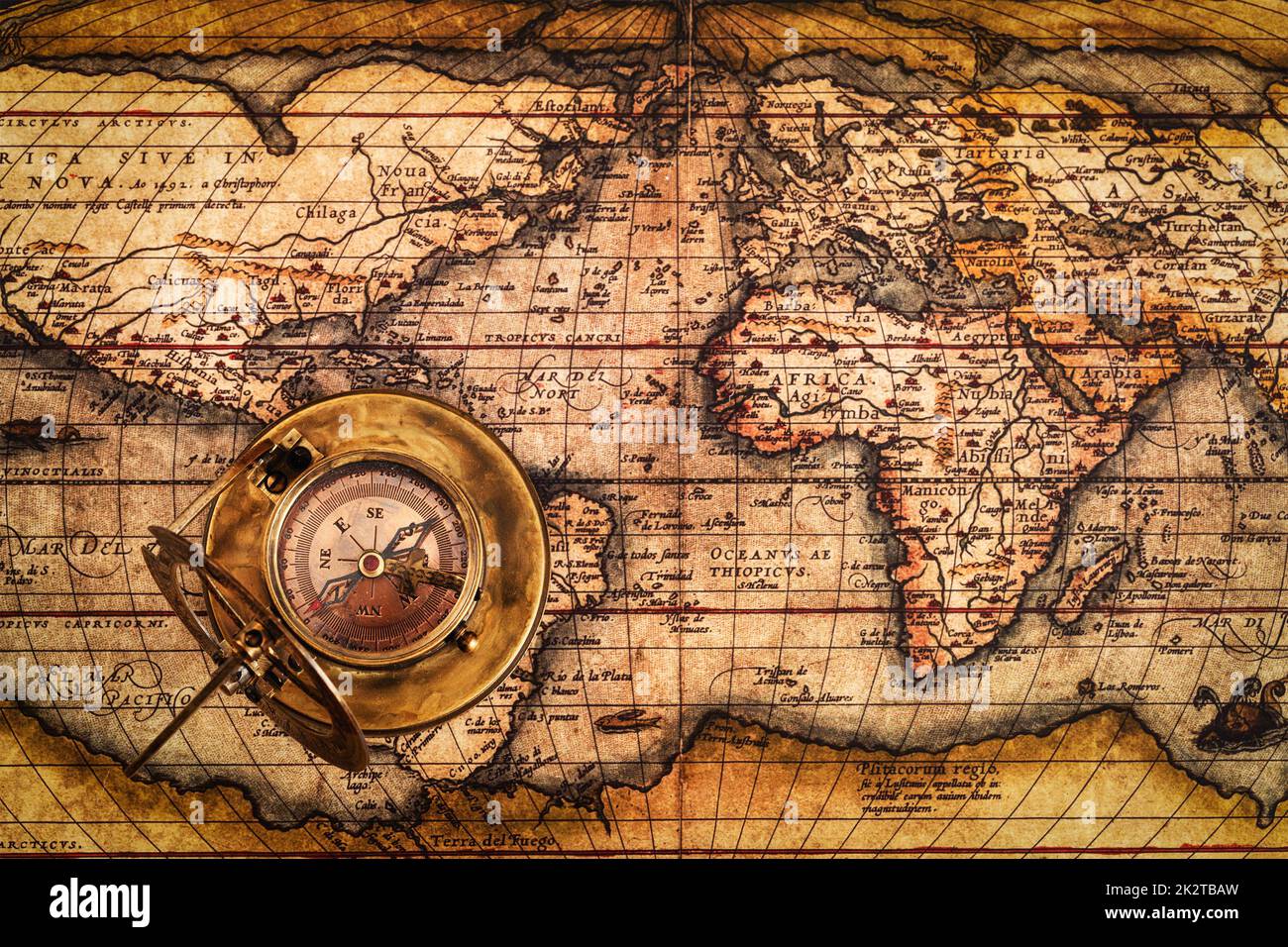 Old vintage compass on ancient map Stock Photo - Alamy