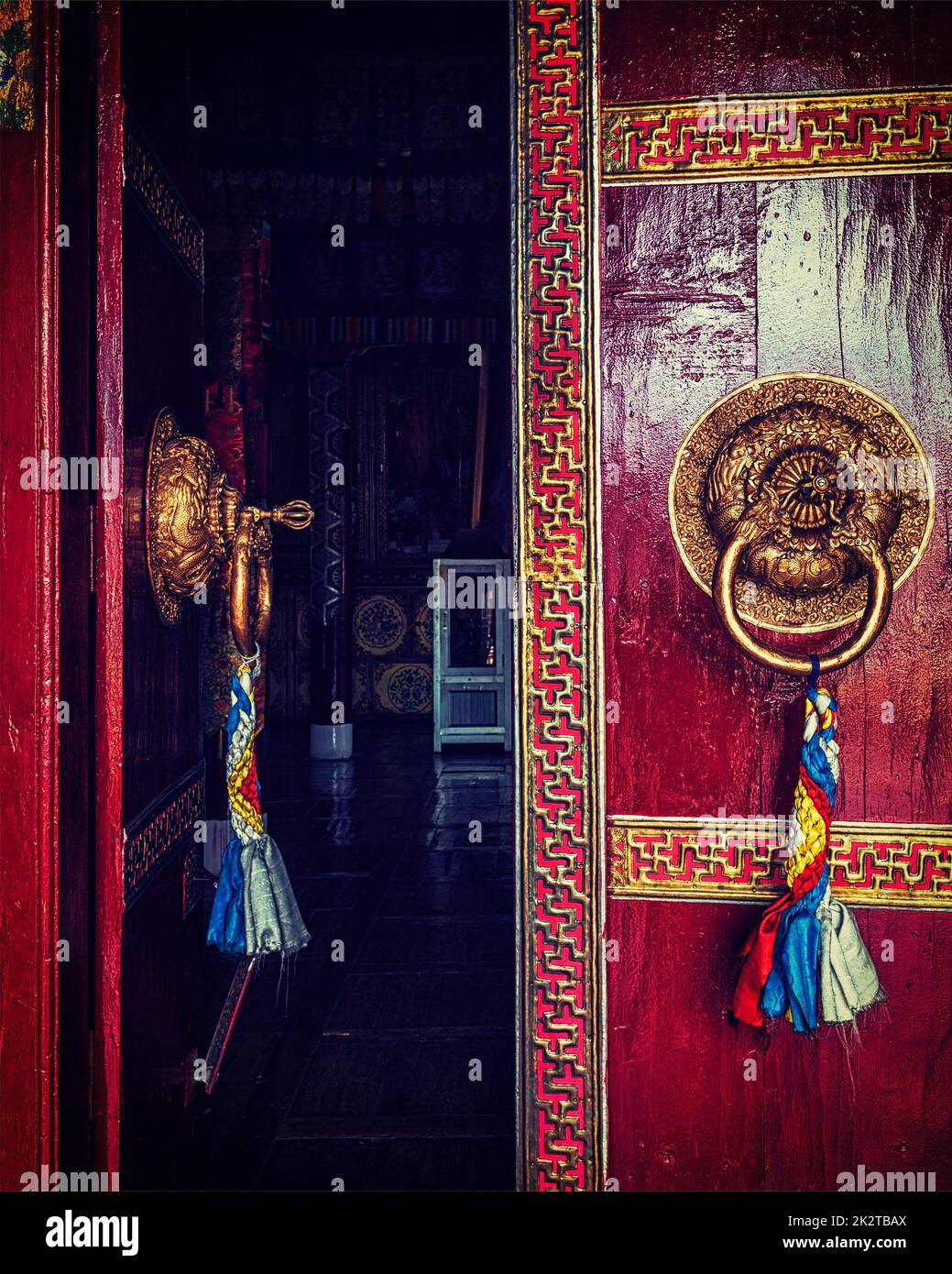 Open door of Spituk monastery. Ladakh, India Stock Photo - Alamy