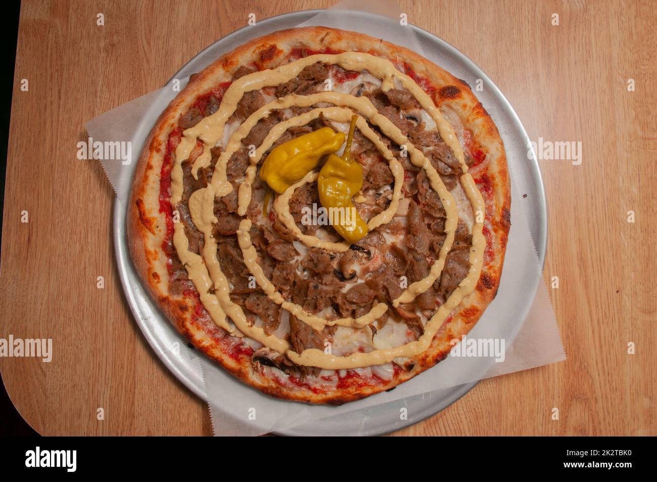 Delicious Gyro Pizza Stock Photo - Alamy