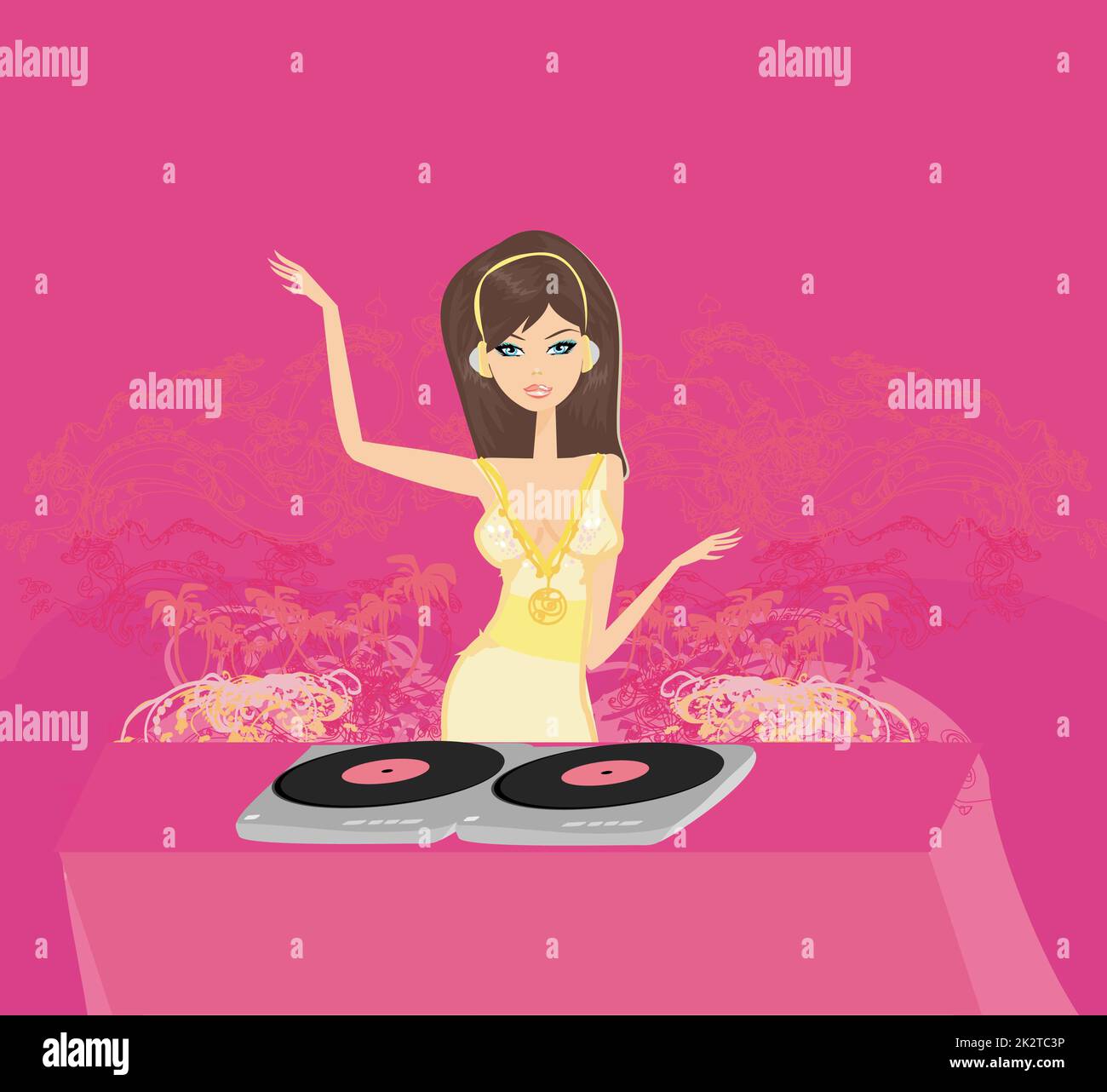 image of pretty young girl DJ Stock Photo - Alamy