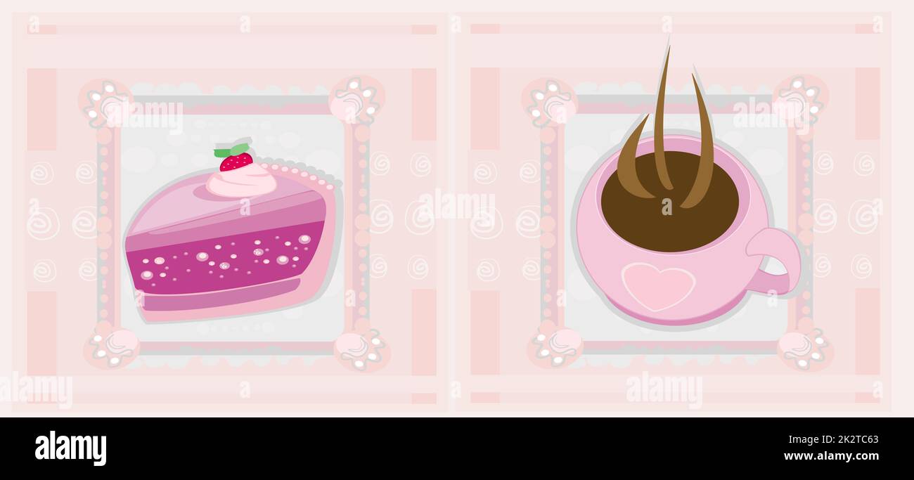 Lovely Pattern With cake and coffee Stock Photo - Alamy