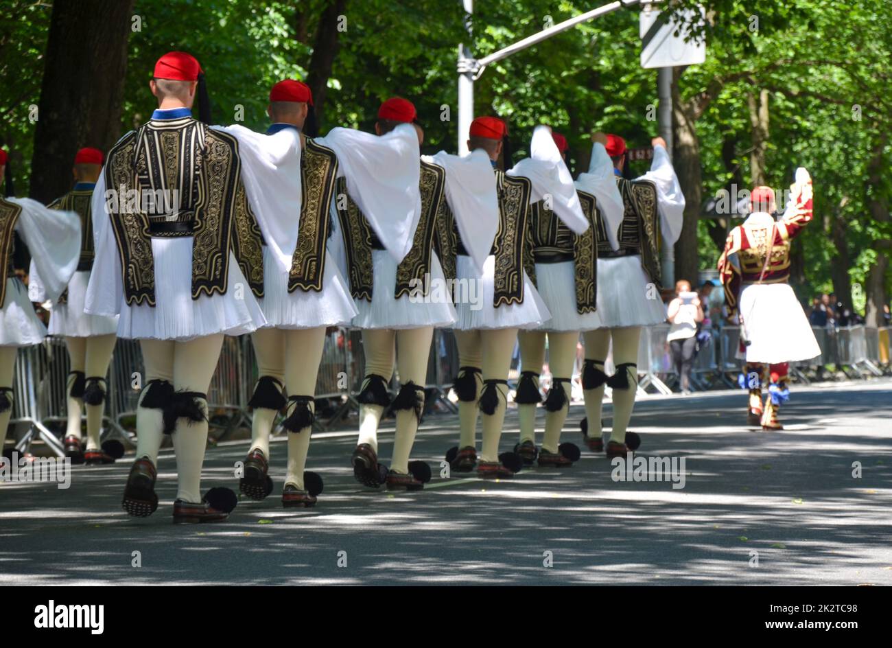 A line of soldiers with traditional uniforms during the Annual Greek ...