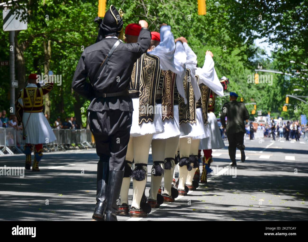 A line of soldiers with traditional uniforms during Annual Greek ...