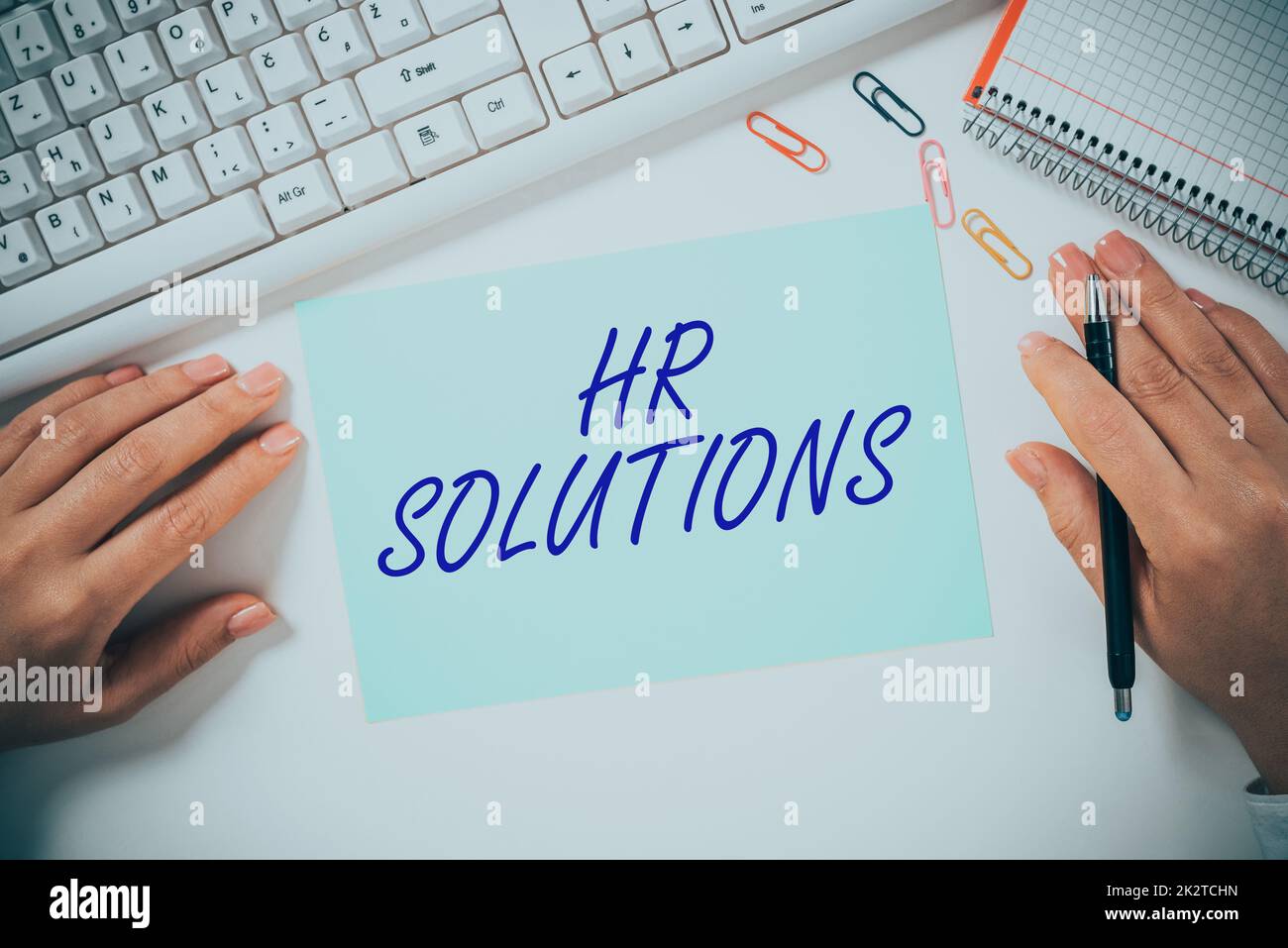 Text showing inspiration Hr Solutions. Business approach Outsourced ...