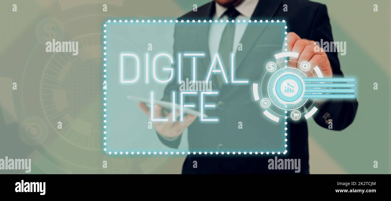 Text showing inspiration Digital Life. Word for Living in a world ...