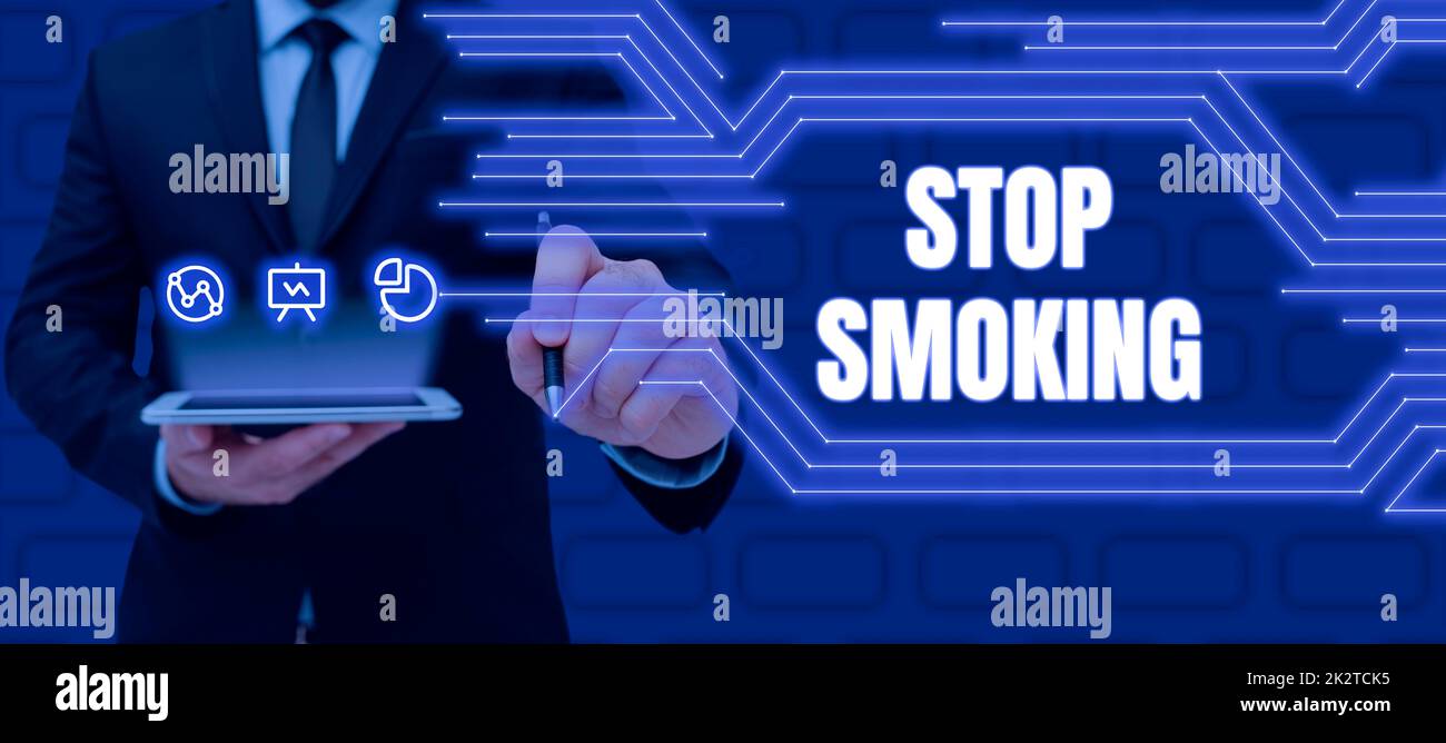 Conceptual caption Stop Smoking. Concept meaning Discontinuing or ... Conceptual caption Stop Smoking. Concept meaning Discontinuing or ...