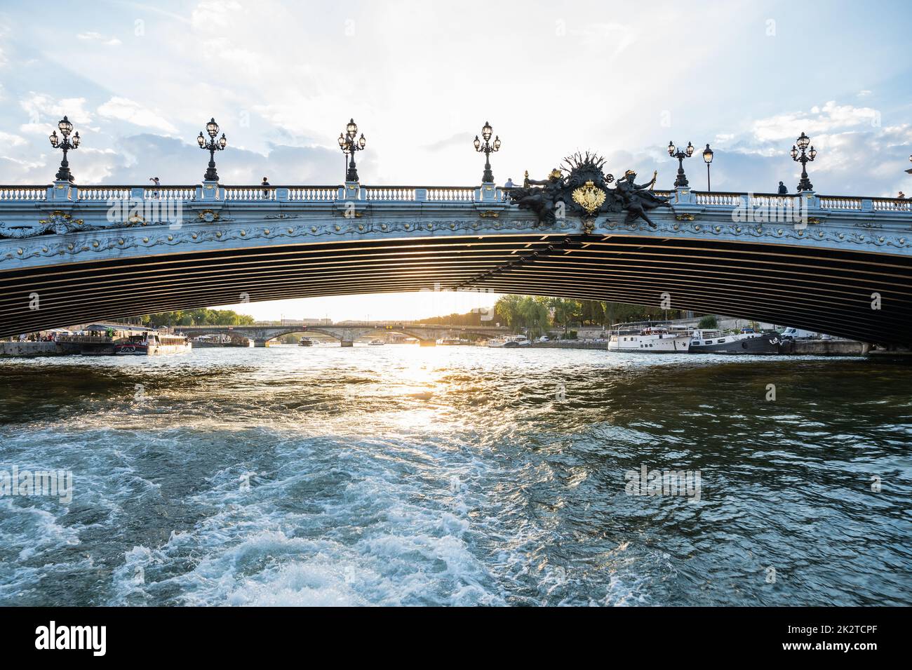 Pont Alexandre III. Bridges on river Seine, Paris, France. View from ...
