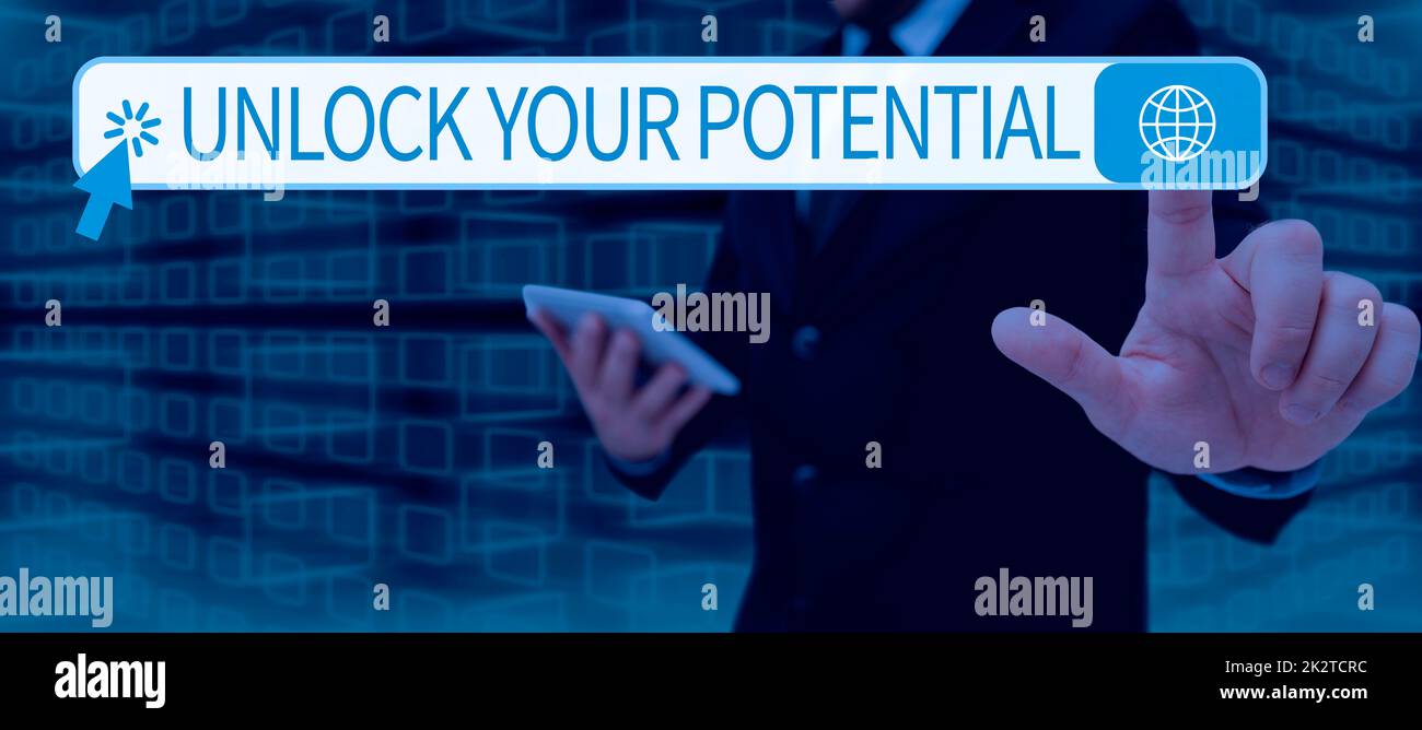 Text caption presenting Unlock Your Potential. Business showcase ... Text caption presenting Unlock Your Potential. Business showcase ...