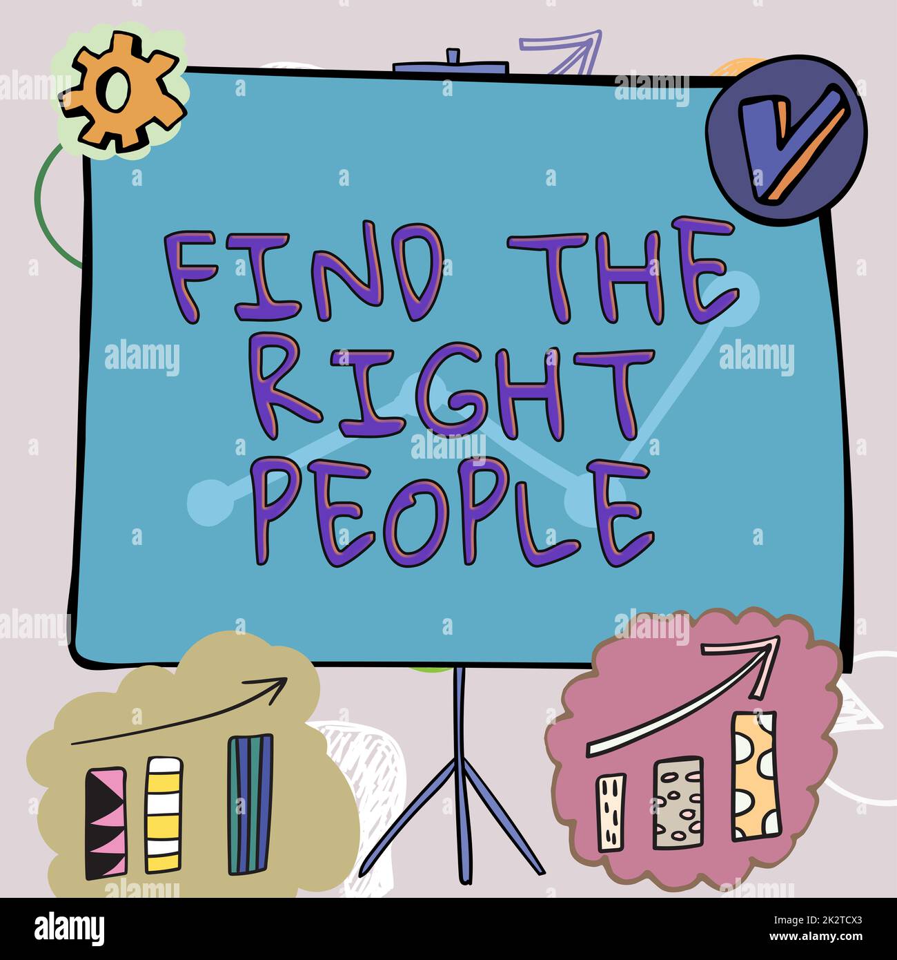 Text caption presenting Find The Right People. Business overview look ...