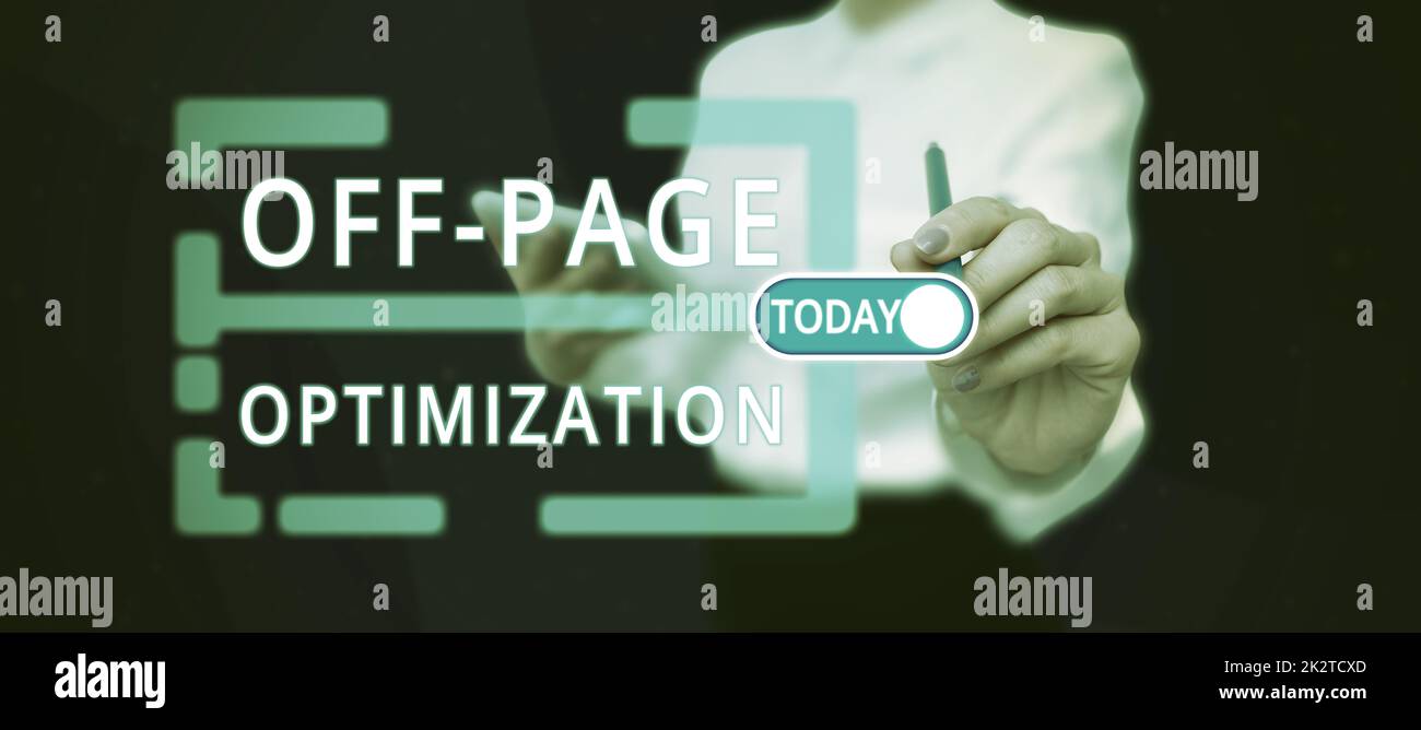Conceptual caption Off Page Optimization. Business overview Website ...