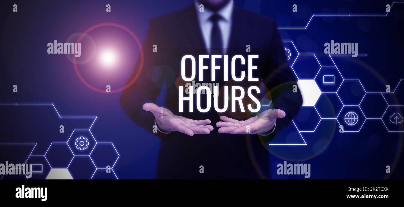 Conceptual caption Office Hours. Word Written on The hours which ... Conceptual caption Office Hours. Word Written on The hours which ...