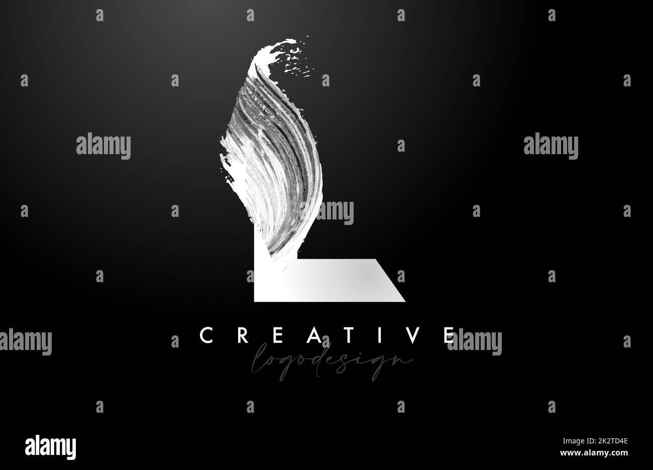 White Letter L Logo Brush Stroke with Artistic Watercolor Paint Brush ...