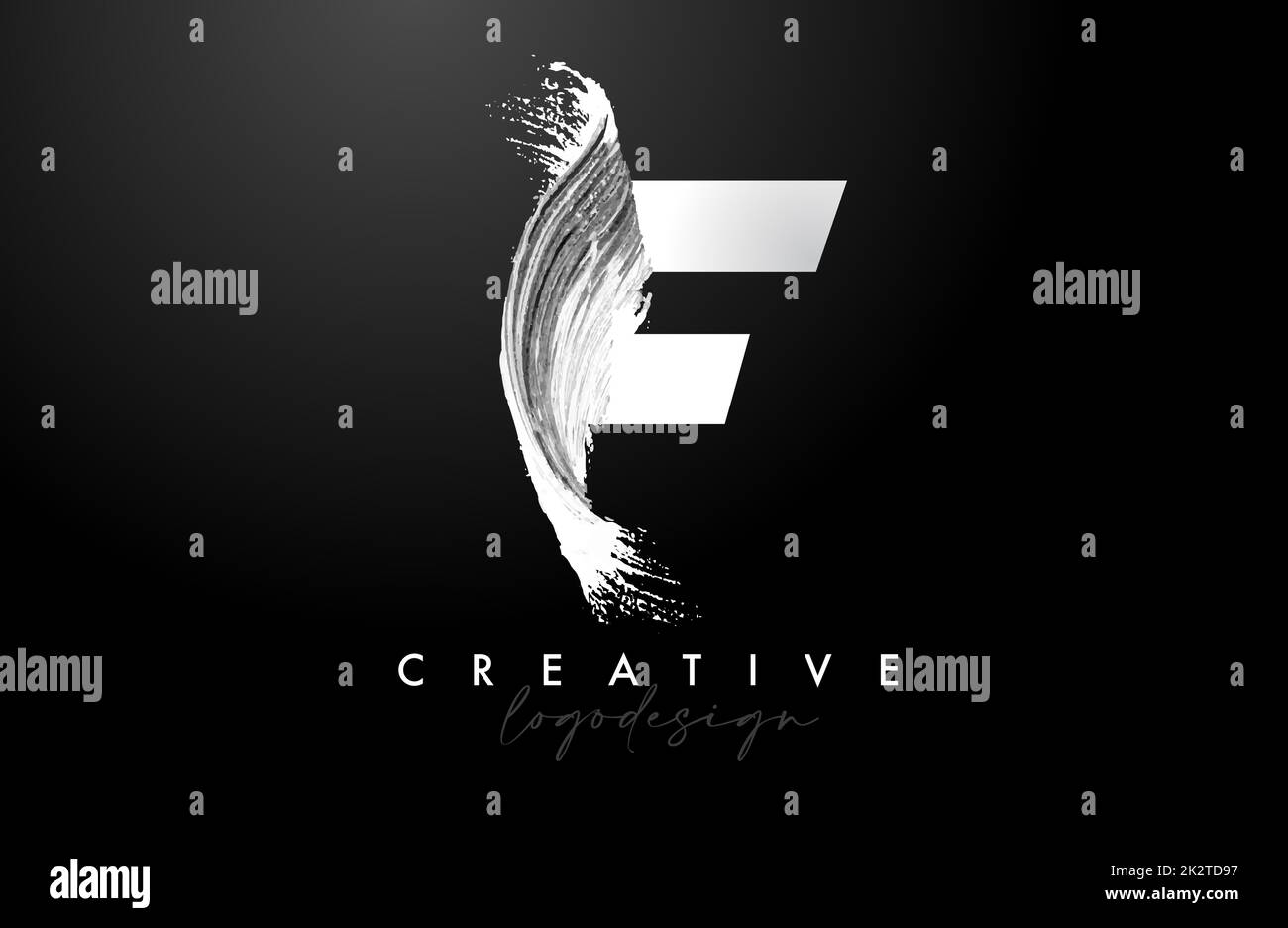 White Letter F Logo Brush Stroke with Artistic Watercolor Paint Brush ...